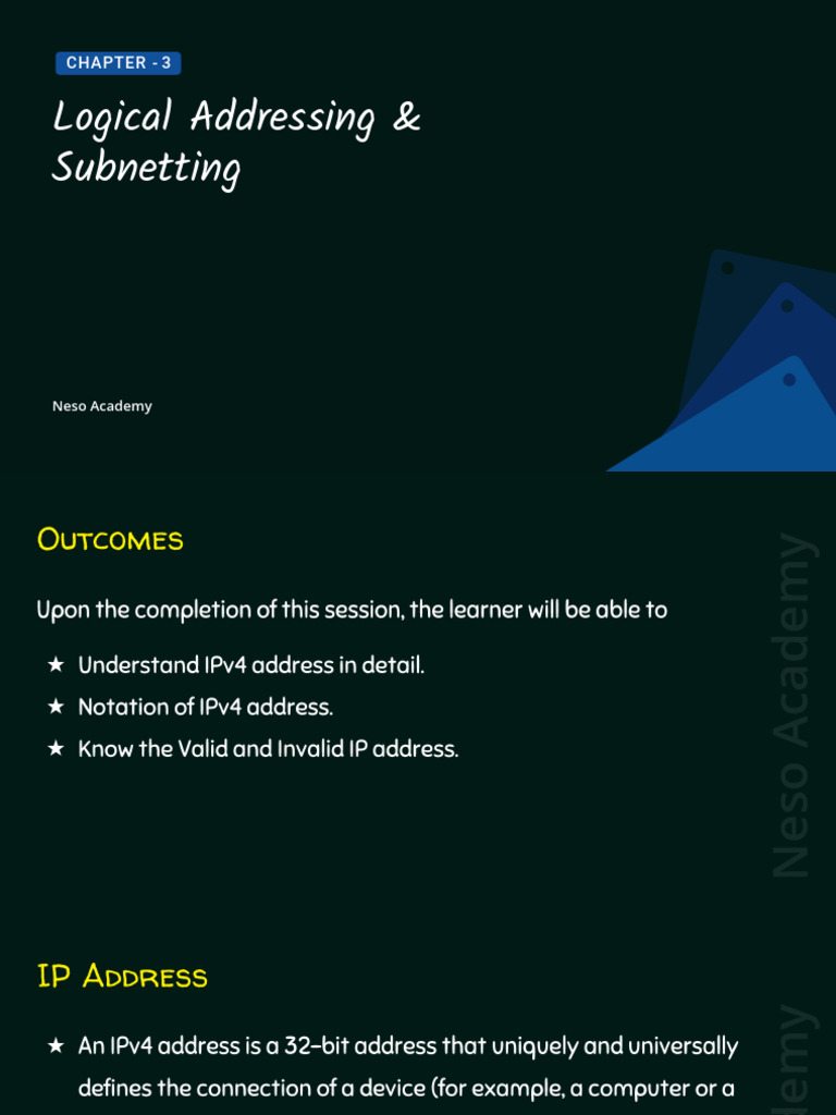 Logical Addressing & Subnetting: Neso Academy | PDF | Ip Address | Computer Architecture