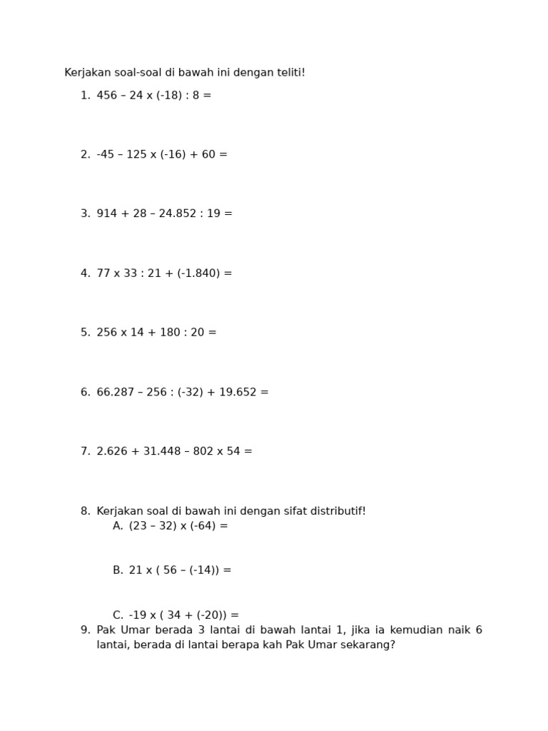 Latihan Mat Kelas 6 | PDF | Metode & Bahan Ajar | Griya & Taman