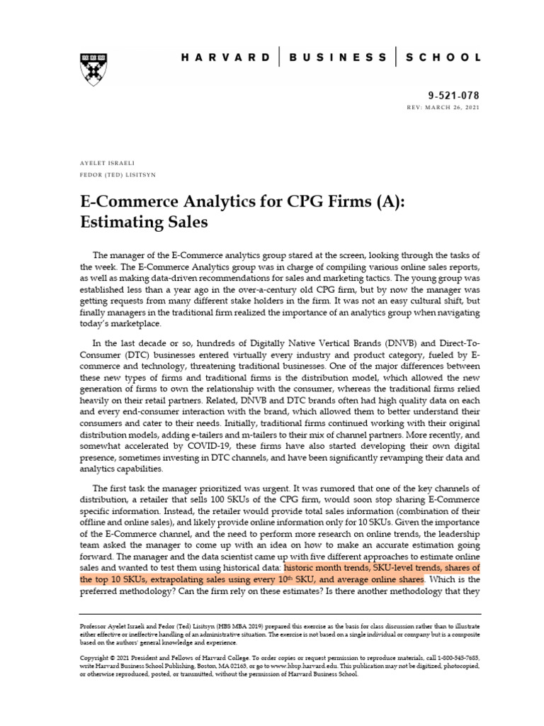 E-Commerce Analytics for CPG Firms | PDF | E Commerce | Analytics
