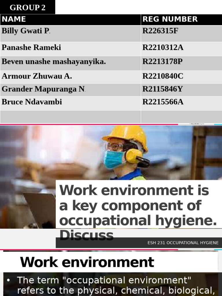 EESH 231 Group 2 Presentation | PDF | Occupational Hygiene ...