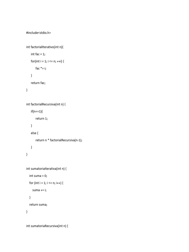 Eficiencia de Factoriales y Sumas Recursivas | PDF