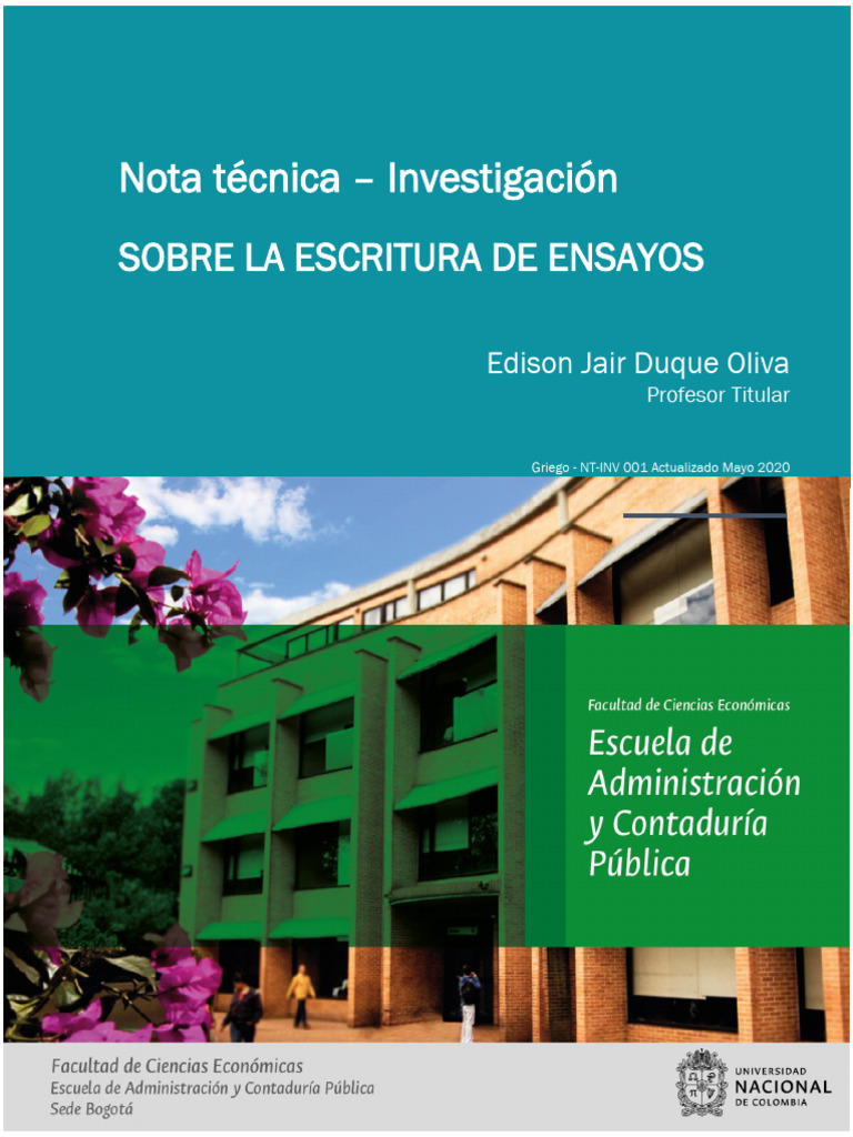 Nota Tecnica Sobre La Escritura de Ensayos Ver 2020 | PDF | Big Bang ...