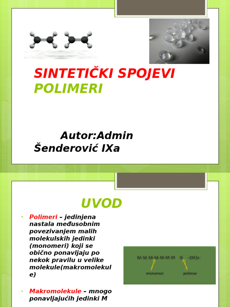 Sintetički Spojevi - Polimeri | PDF