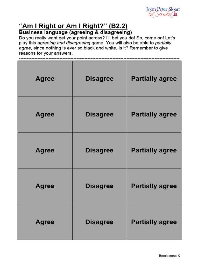 Agreeing and Disagreeing in Business | PDF | Employment | Business