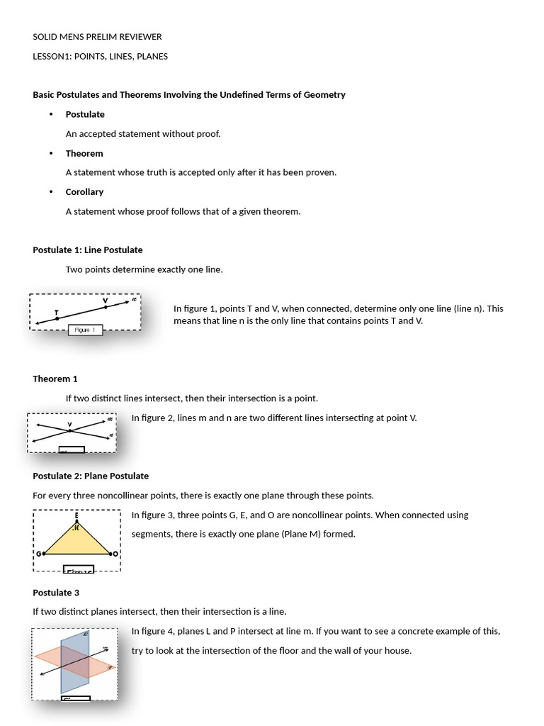 Solid Mens Prelim Reviewer | PDF | Triangle | Line (Geometry)
