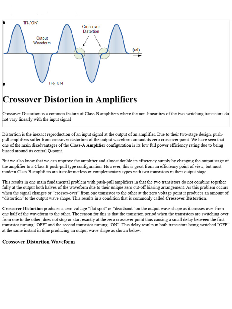 Crossover Distortion in Class-B Power Amplifiers | PDF | Amplifier | Distortion