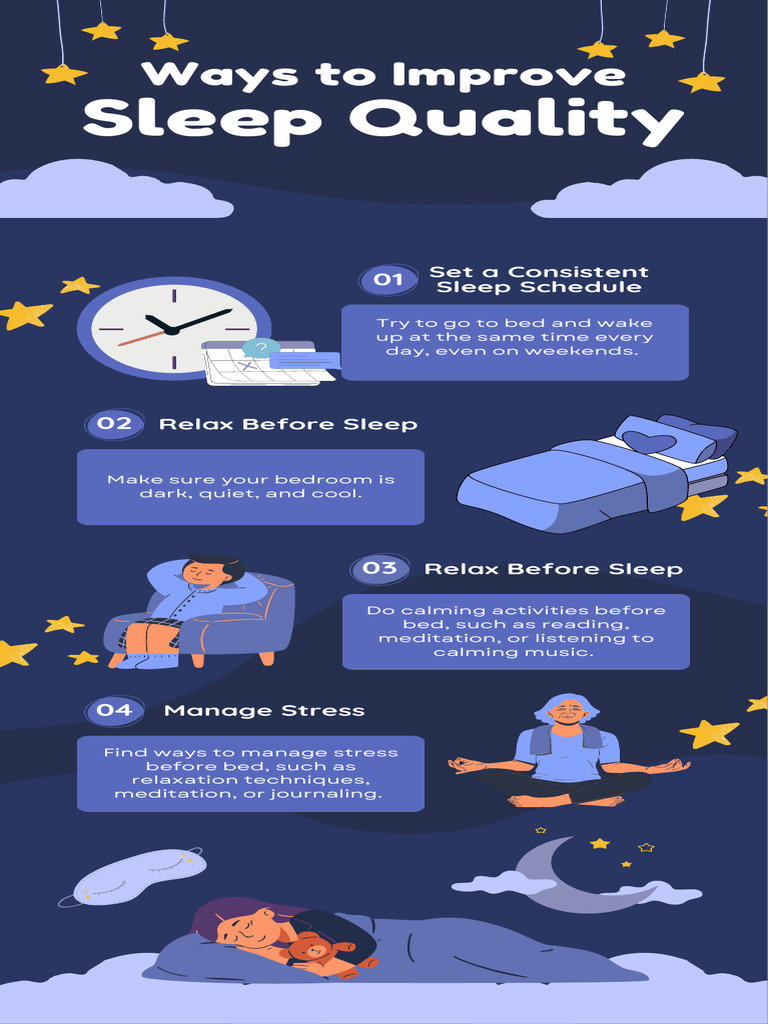 Blue Illustrative Ways To Improve Sleep Quality Infographic - 20241106 ...