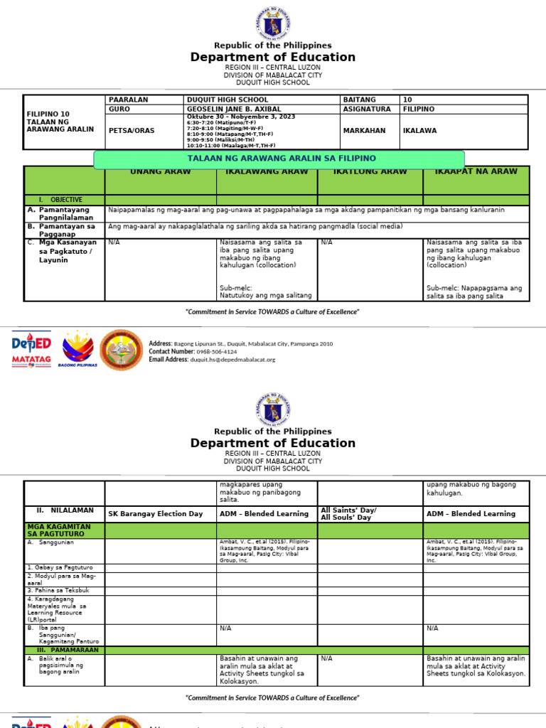 DLP q2 Week 1 Filipino 10 | PDF