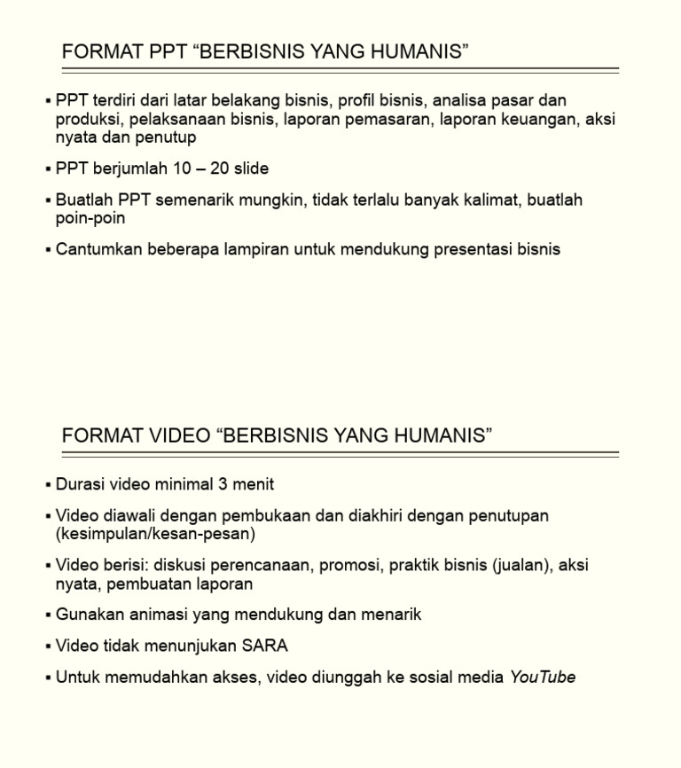 2425 Format PPT Dan Video KWU | PDF | Bisnis