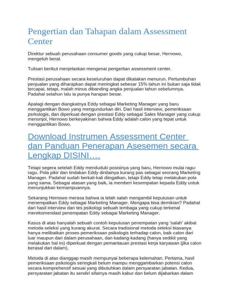 Panduan Lengkap Assessment Center | PDF | Karier & Perkembangan | Bisnis