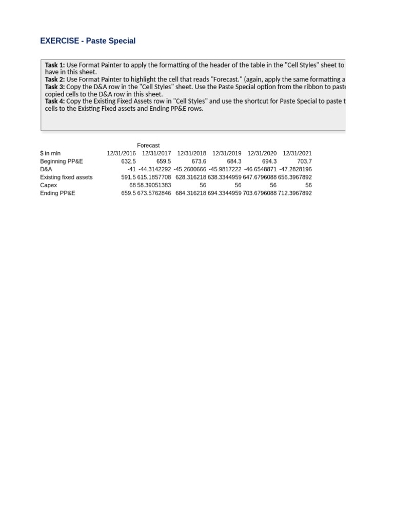EXERCISE - Paste Special: Task 1: Task 2: Task 3: Task 4 | PDF ...