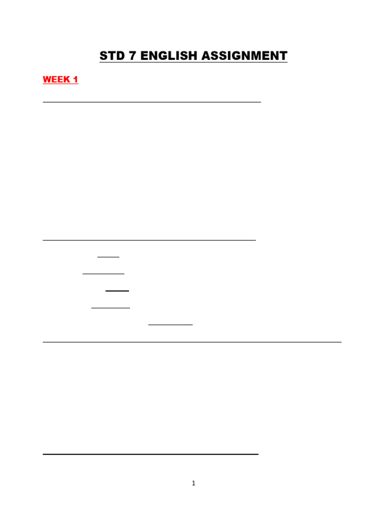 Grade 7 English Assignment Guide | PDF | Verb | Adverb