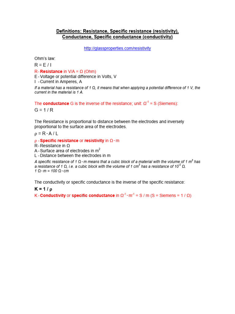 Conductivity Resistivity | PDF