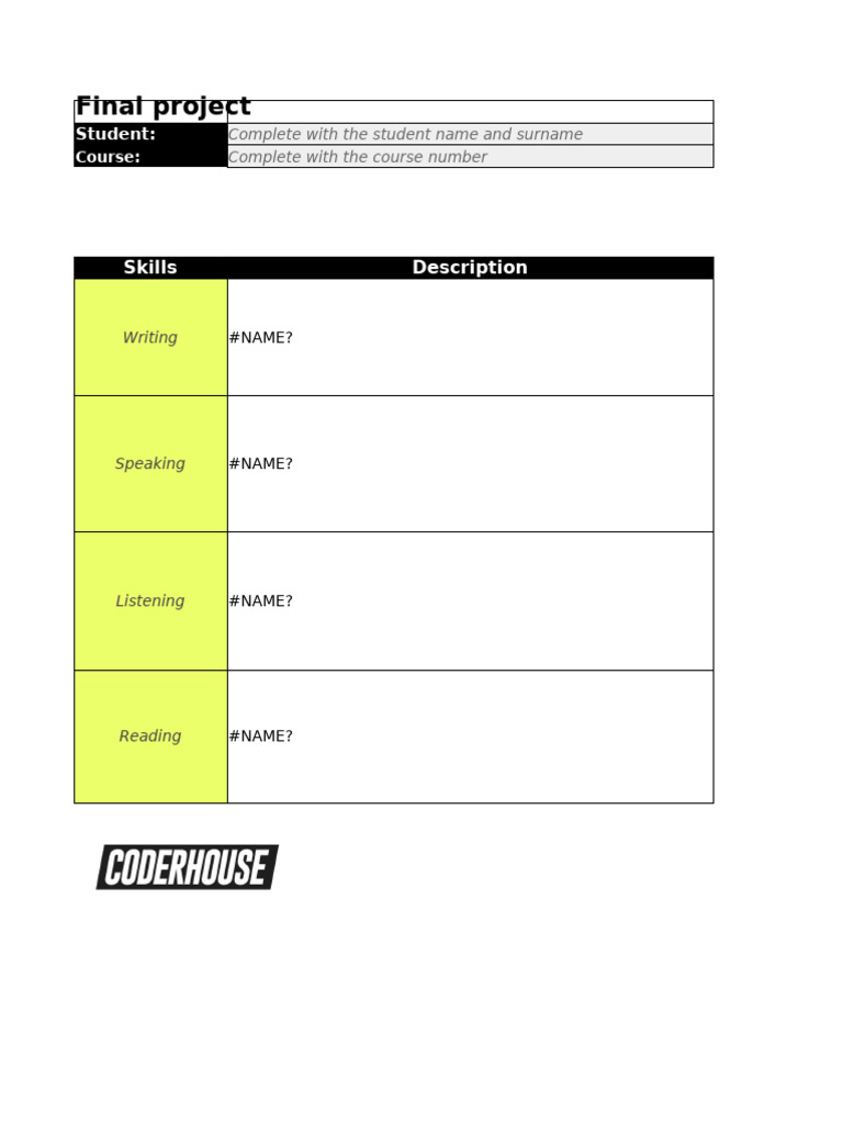 Curso Intermediate - Final Project Rubrics | PDF | Vocabulary | Psycholinguistics