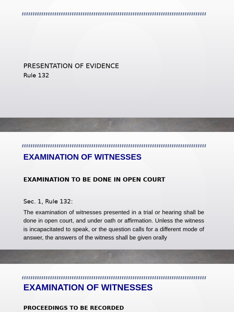 Presentation of Evidence | PDF | Witness Impeachment | Witness