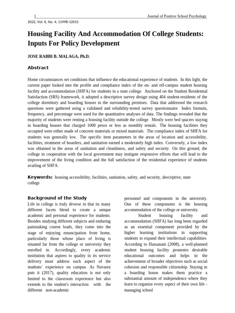 JPSP - 2022 - 1 | PDF | Dormitory | Apartment