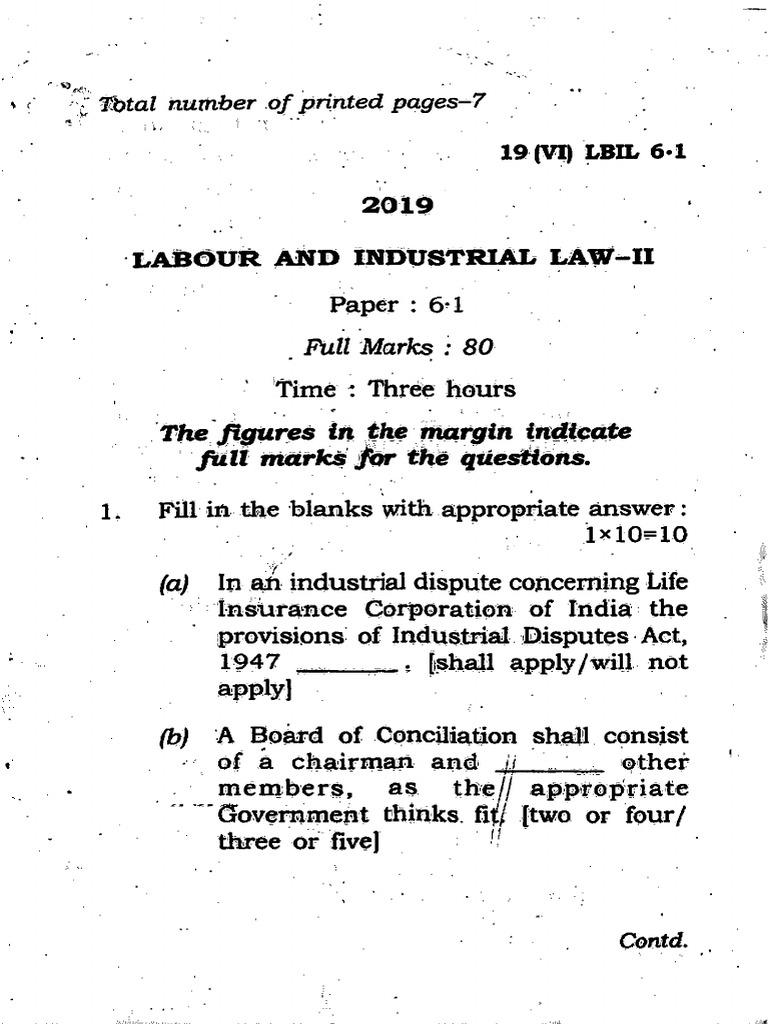 Labour and Industrial Law-II 2019 LLB sem-VI | PDF | Foreign Language Studies