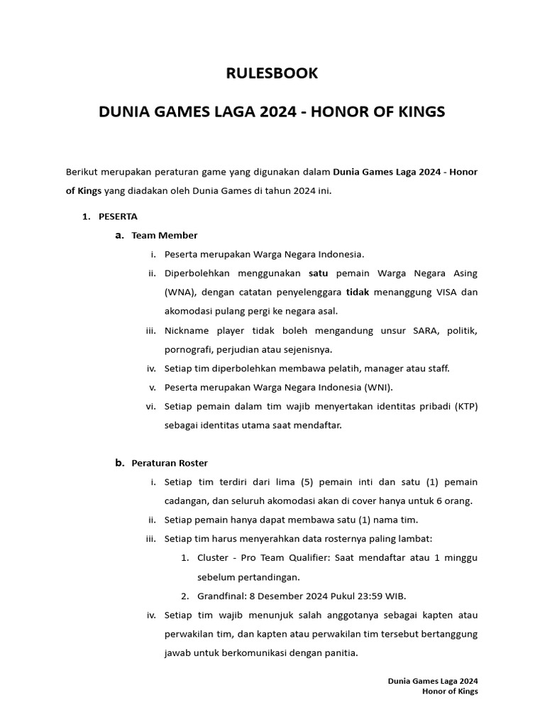 DGL 2024 - Rulesbook | PDF