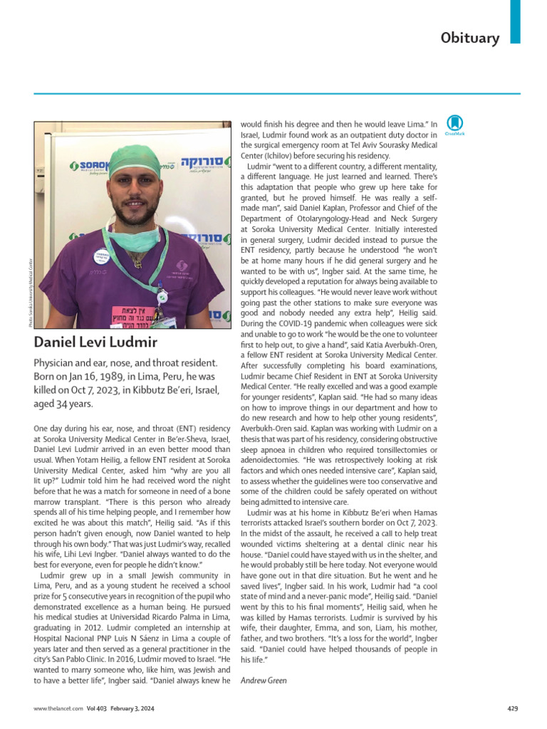 Tribute to Daniel Levi Ludmir, MD | PDF | Otorhinolaryngology | Medicine