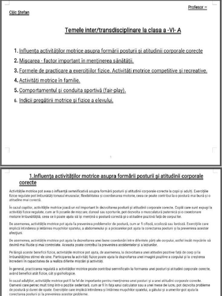 Ed Fizica Portofioloiu | PDF