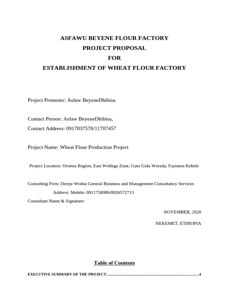 AZEB WHEAT FLOUR PROJECT FEASIBILITY-study11 | PDF | Whole Grain | Agriculture