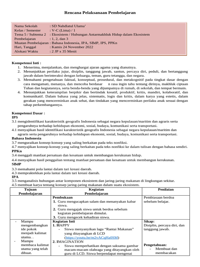 5B - TEMA 5 - ST 2 - PB 1, 2 Dan 3 - 24 NOVEMBER 2022 | PDF