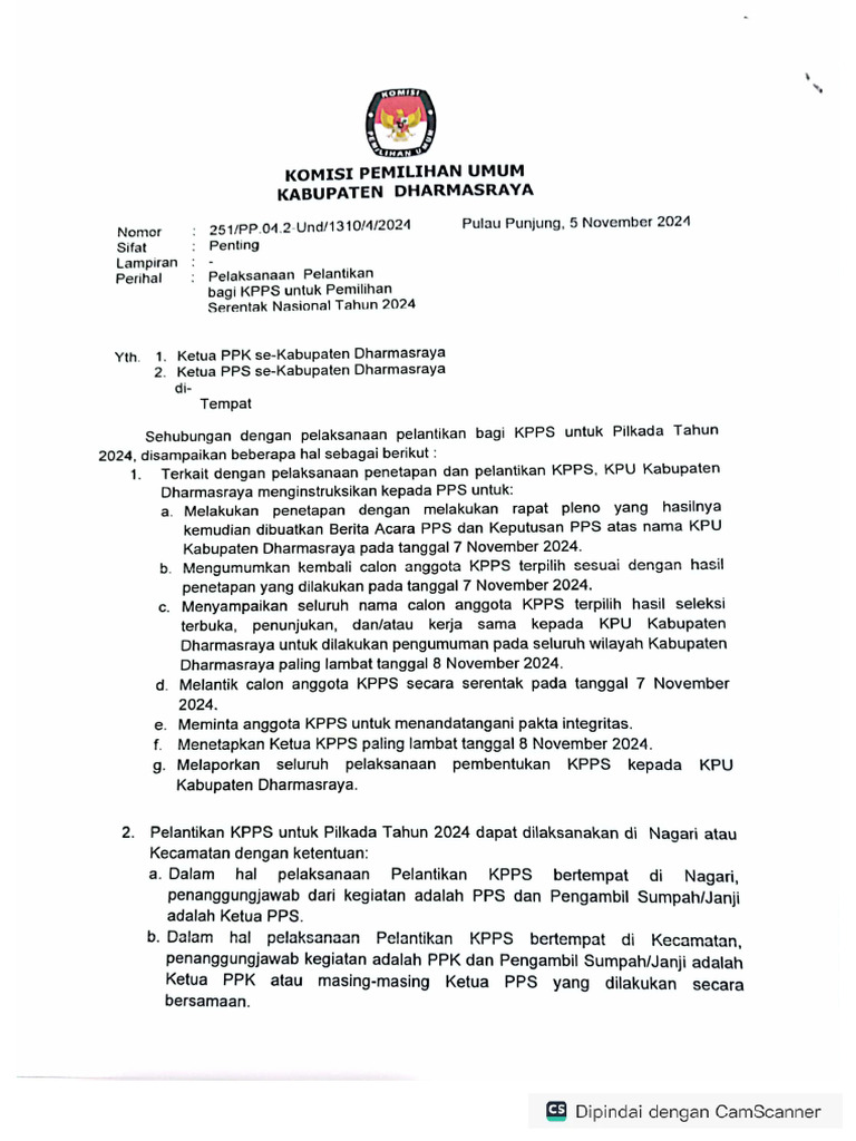 Surat Kepada PPK Dan PPS | PDF