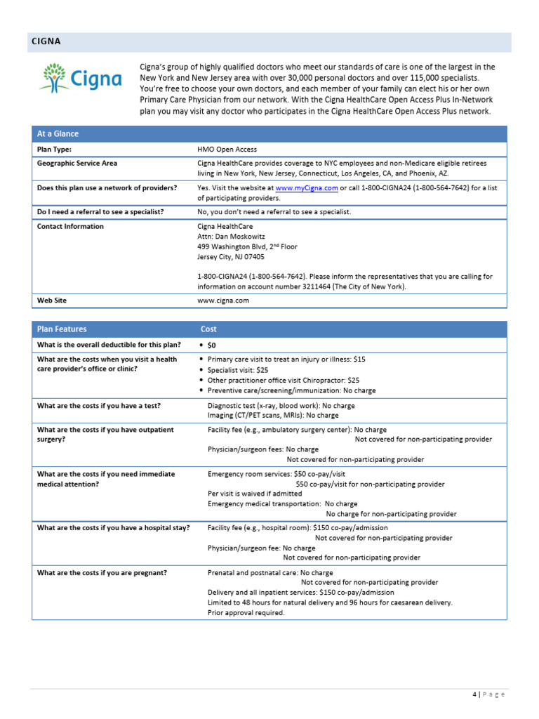 summary-of-plans-cigna | PDF | Patient | Hospital