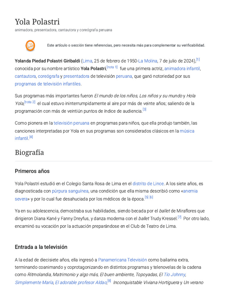Biografía de Yola Polastri | PDF | Registro LP | Perú