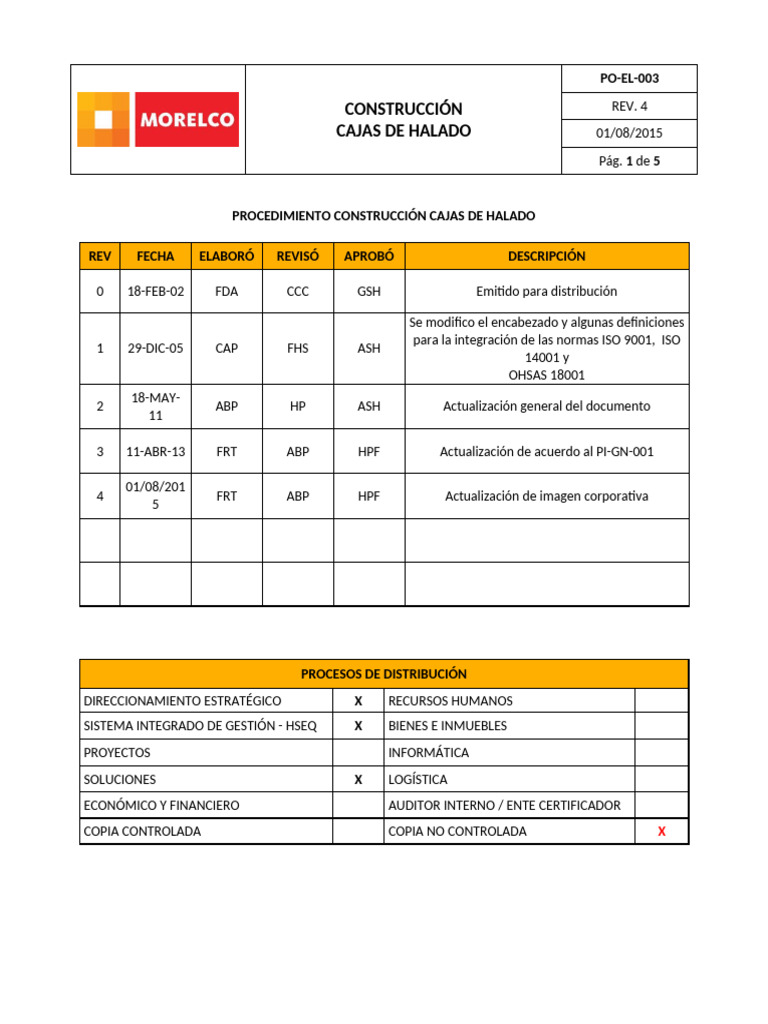 PO-EL-003 Construcción de Cajas de Halado | PDF | Perforar