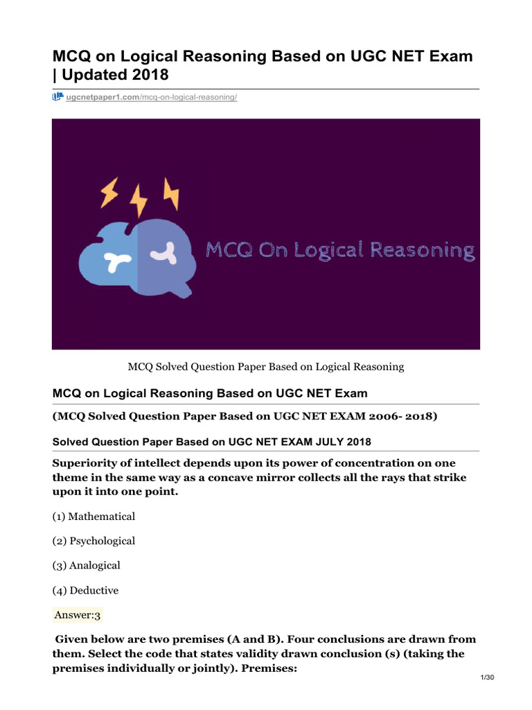 Logical Reasoning Study Material For UGC NET JRF Part 8 | PDF | Argument | Logical Consequence