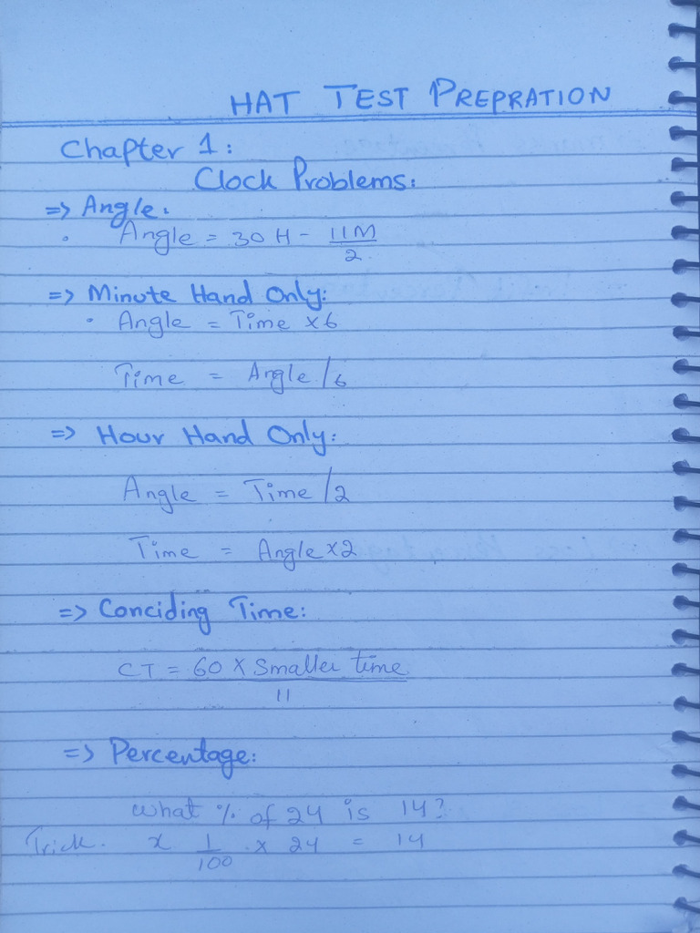 HAT Math Formulas Notes PDF | PDF
