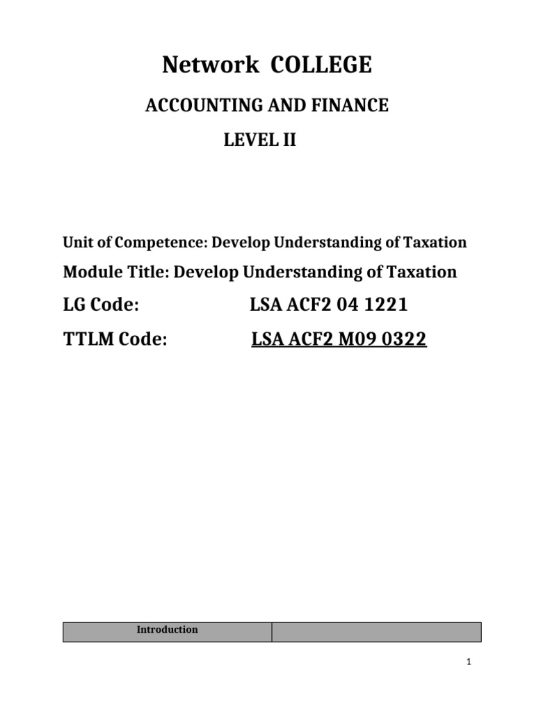 LSA ACF2 04 1221 Develop Understanding of Taxation | PDF | Taxes | Expense