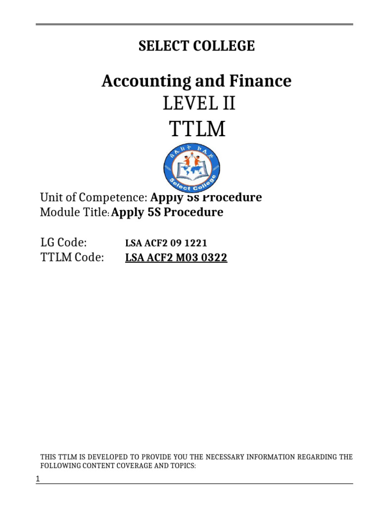 LSA ACF2 09 1221 Apply 5S Procedure | PDF | Occupational Safety And ...