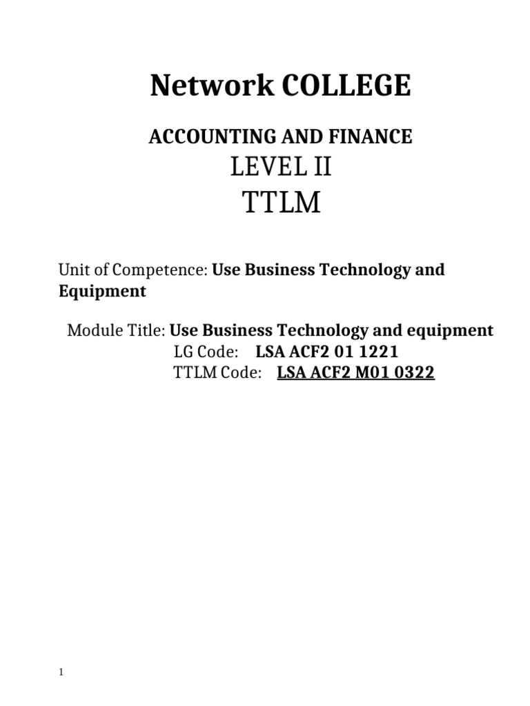 LSA ACF2 01 1221 Use Business Technology and Equipment | PDF | Computer ...