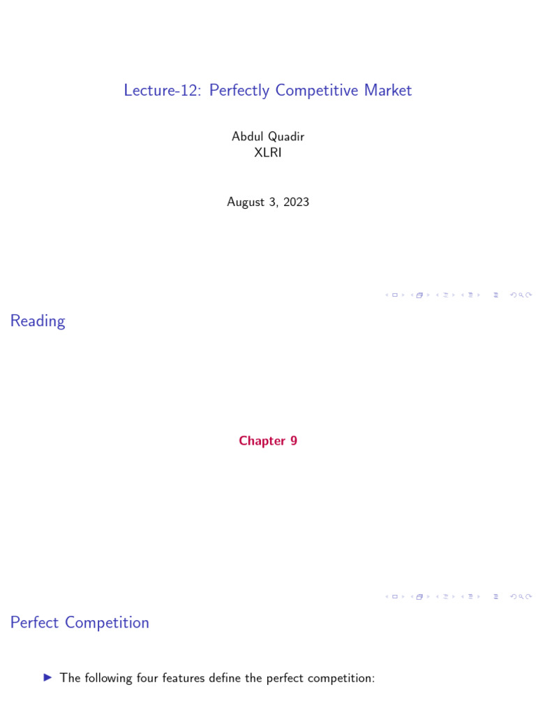 Lecture 12 | PDF | Perfect Competition | Profit (Economics)