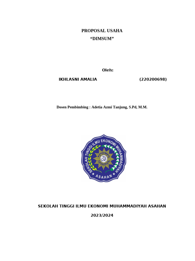 Proposal Usaha Dims Dimsum 2024 | PDF