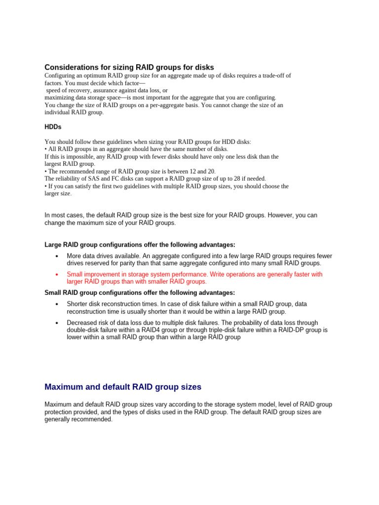 RAID Group Sizing Guidelines for Disks | PDF | Hard Disk Drive | Data ...