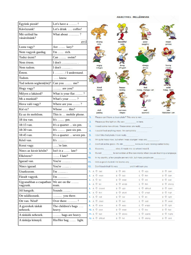 Elementary Adjectives Expressions | PDF