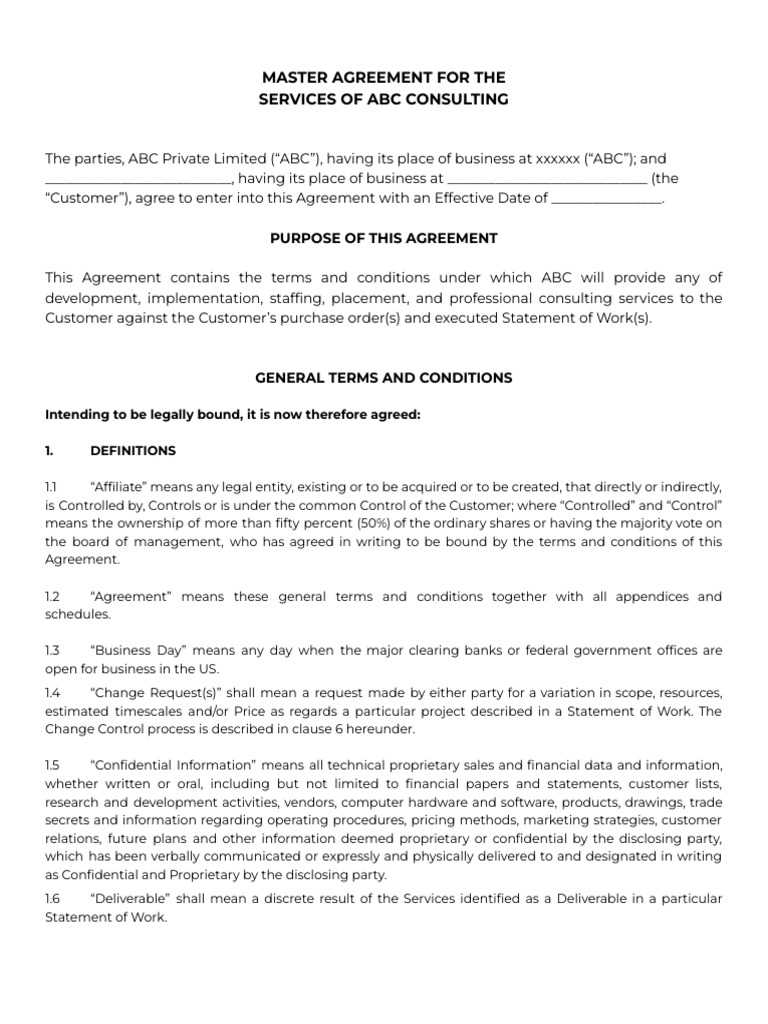 MSA Template | PDF | Indemnity | Legal Liability