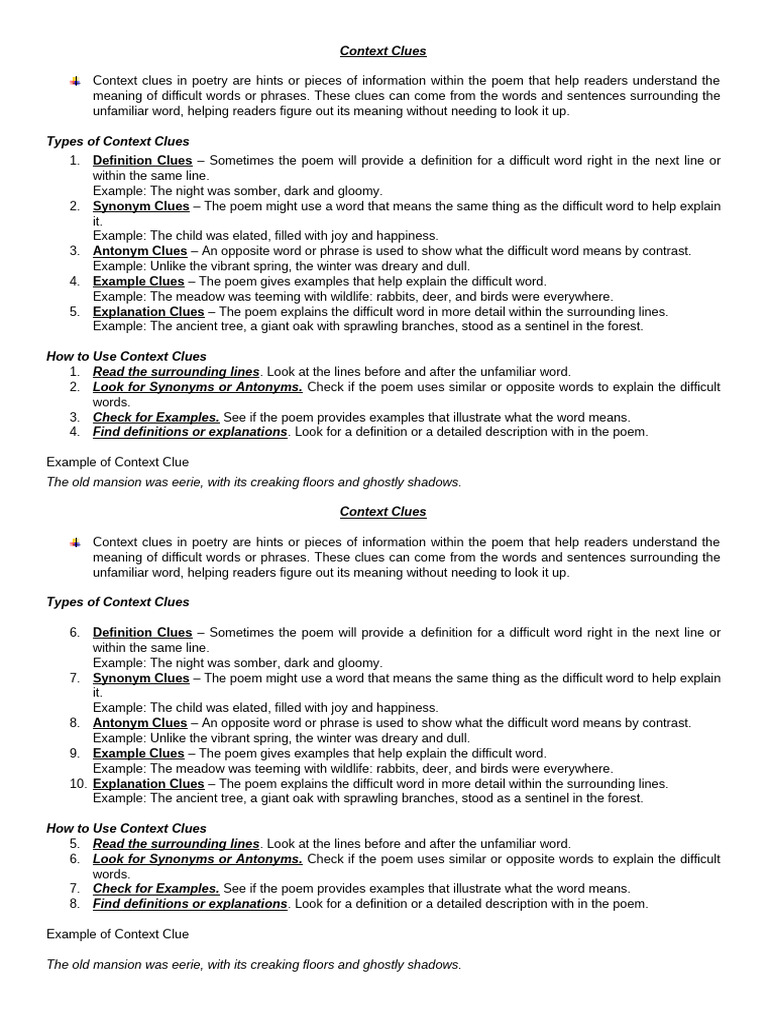 Context Clues | PDF | Poetry