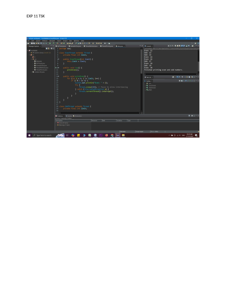 EXP 11 TSK | PDF | Thread (Computing) | Operating System Technology