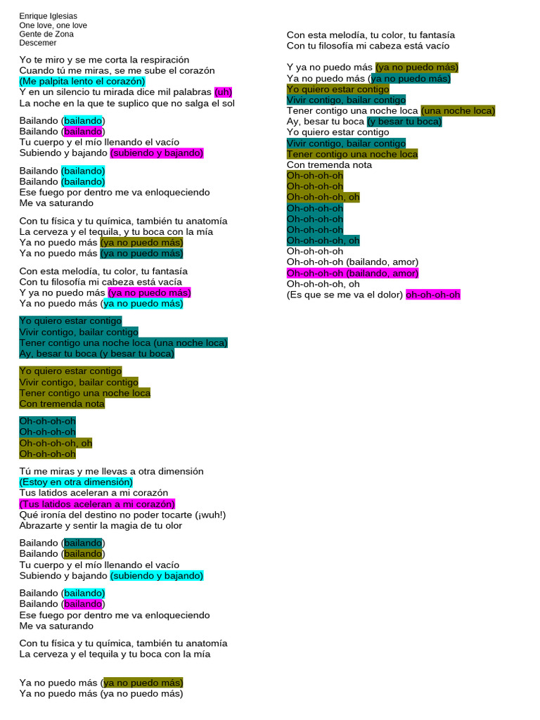 Bailando - Lyrics | PDF | Poesía