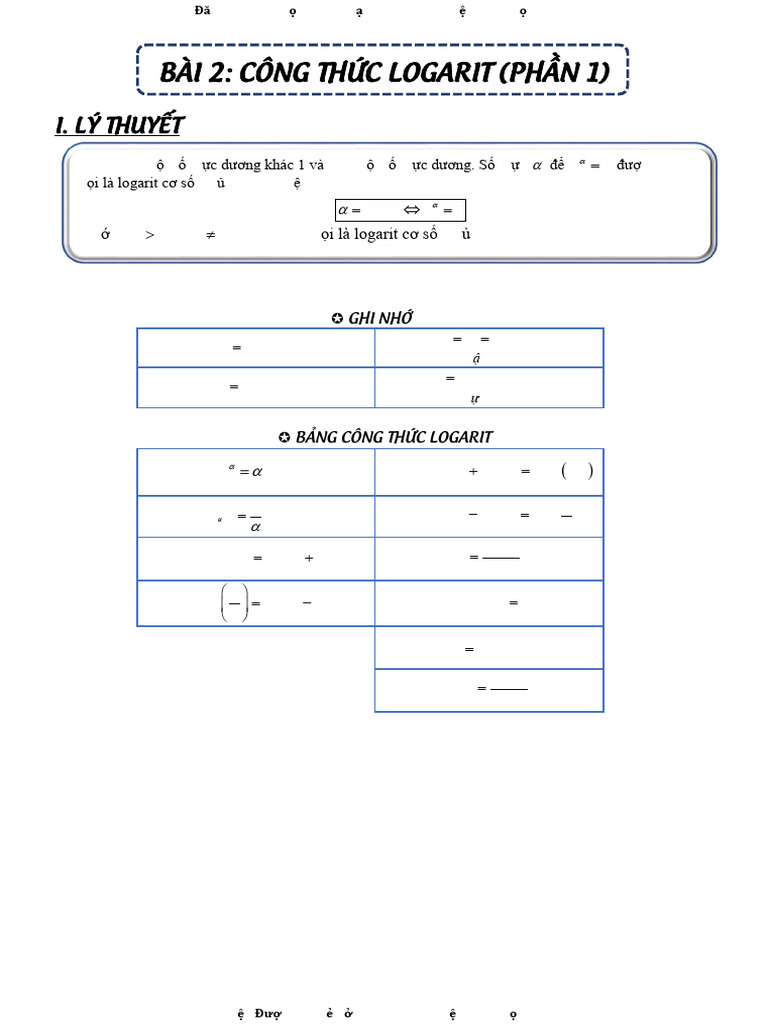 2 1 Công Thức Logarit 2 | PDF