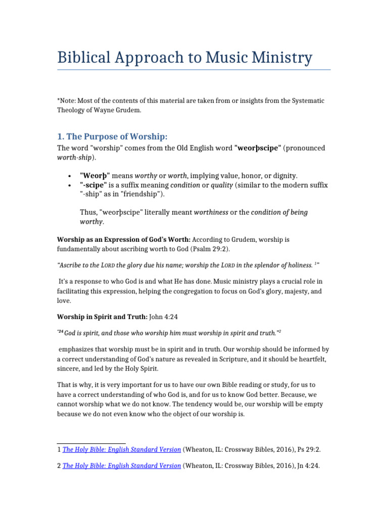 Biblical Approach To Music Ministry | PDF | Worship | God