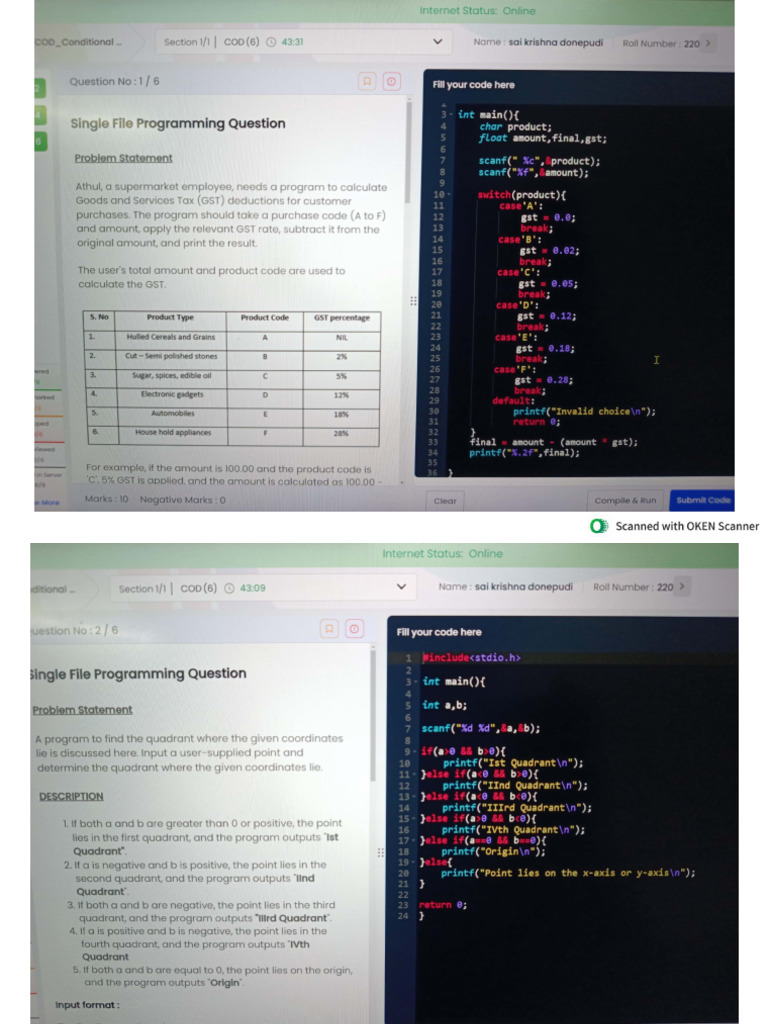 Conditional Statements Code 1 | PDF
