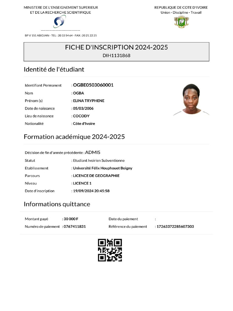 Quittance Paiement | PDF