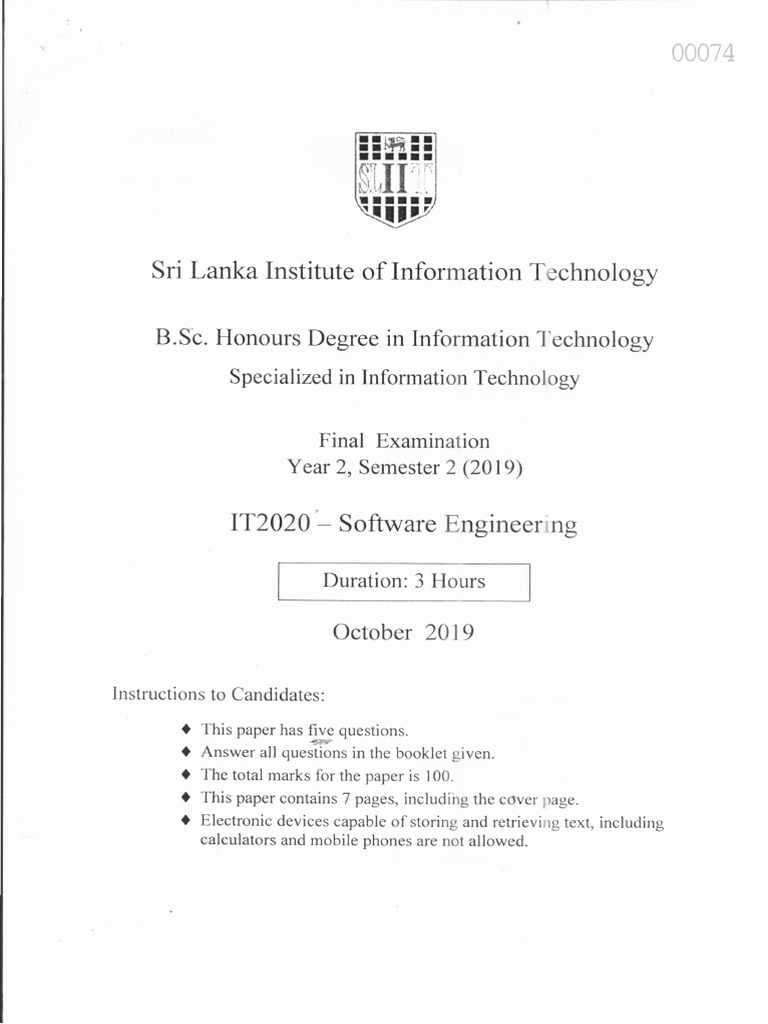 Software Engineering Exam Paper 2019 | PDF | Computer Virus | Networking