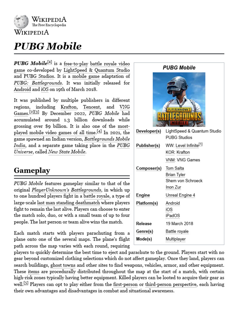 PUBG Mobile - Game | PDF | Gaming | Electronic Publishing