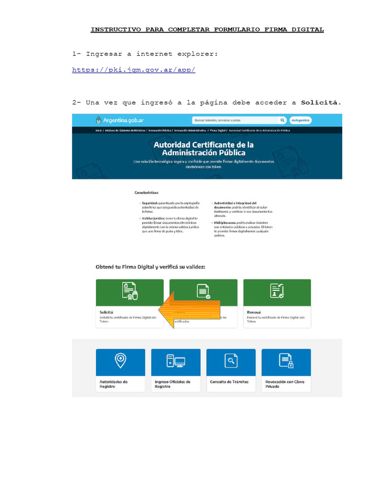 Instructivo Formulario Firma Digital | PDF